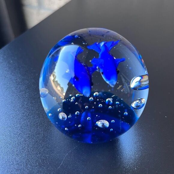 Unbranded | Office | Dolphin Duo Glass Paperweight Ocean Blue Nautical ...